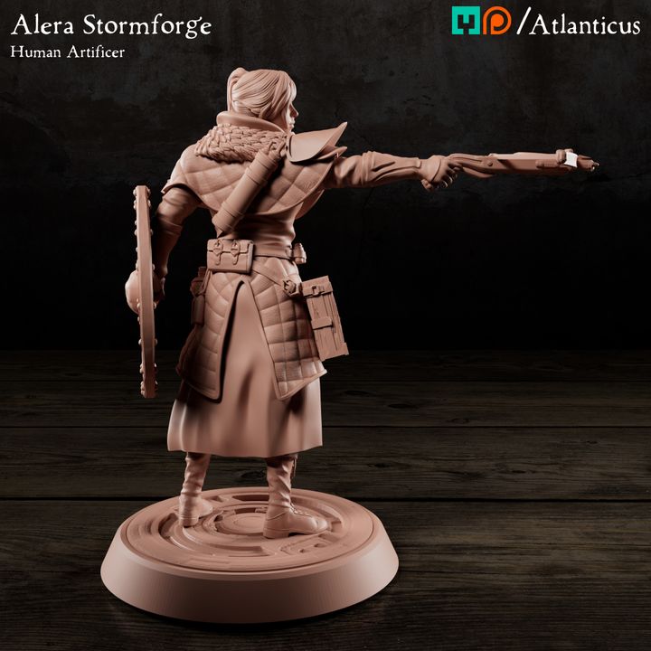 3D Printable Female Human Artificer - Alera Stormforge - Hand Crossbow by Atlanticus Arts